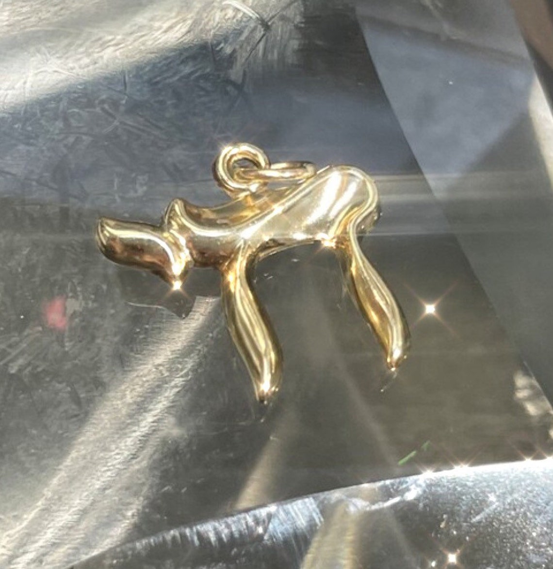 Vintage 10K Yellow Gold Puffy Hebrew Letter Chai Pendant Charm - Etsy