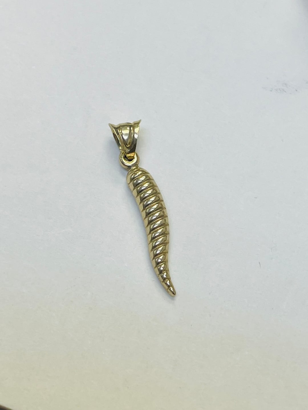 10K Yellow Gold Chili Pepper Italian Horn Pendant Charm 1" - Etsy