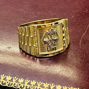 Libra Sign Solid 14K Yellow Gold Astrology Horoscope Zodiac Ring Size 8 ...