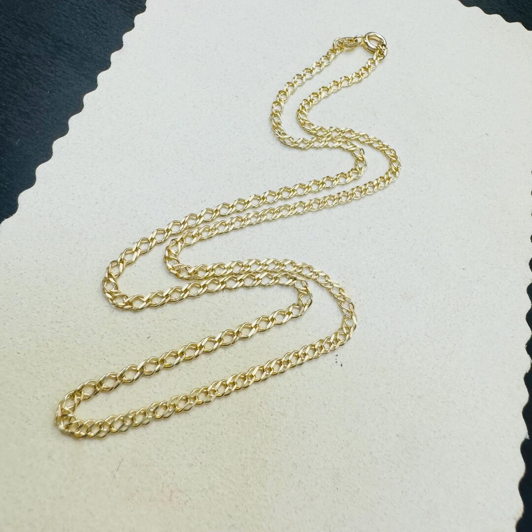 16" 2.5mm Yellow Gold Over Sterling Silver Unique Double Link Chain ...
