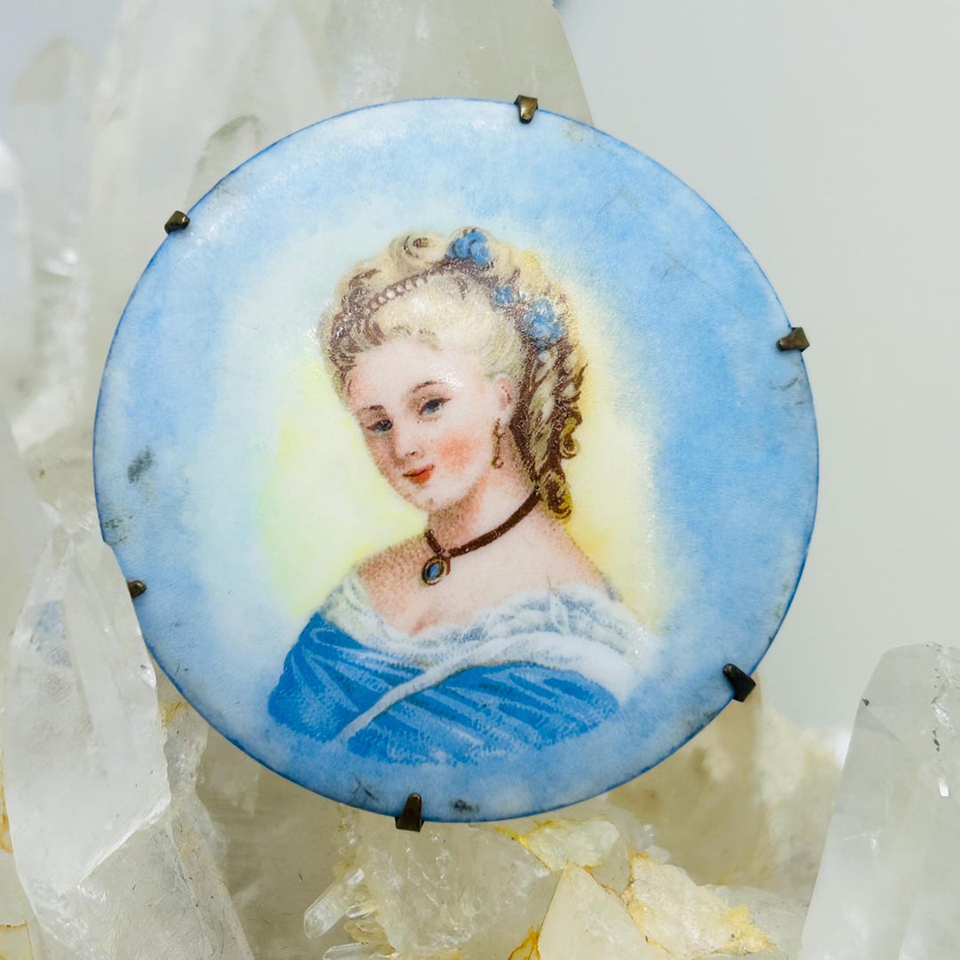 Gorgeous Antique Gold Tone Painted Porcelain Lady Pin Brooch - Etsy