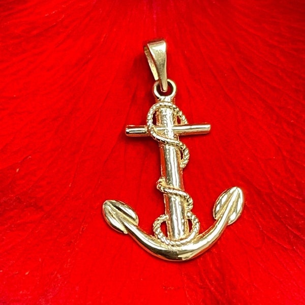 Gold Anchor Pendant - Etsy