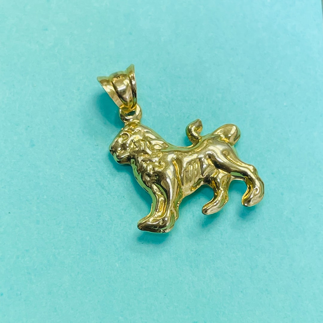 Cute! 10K Yellow Gold Puffy Lion Charm Pendant - Etsy