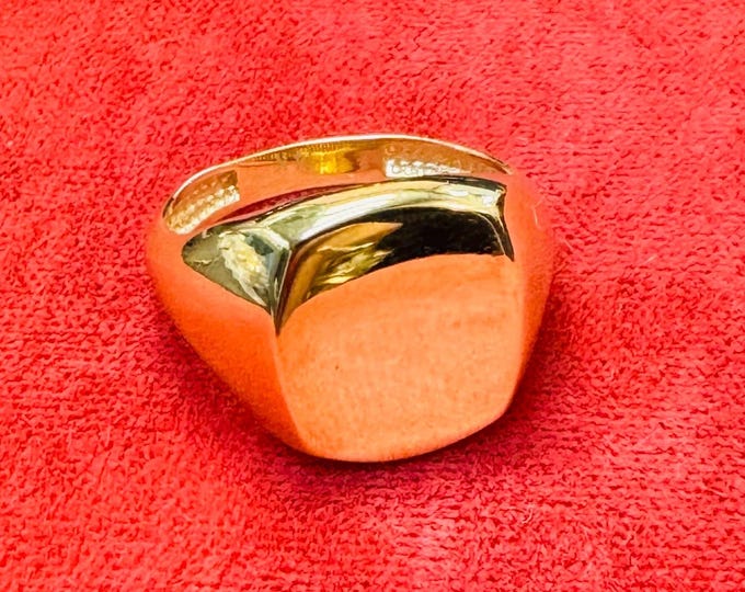 Solid 14K Yellow Gold Flat Signet Ring Band Size 8 - Etsy