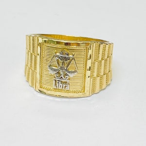 Libra Sign Solid 14K Yellow Gold Astrology Horoscope Zodiac Ring Size 8 ...