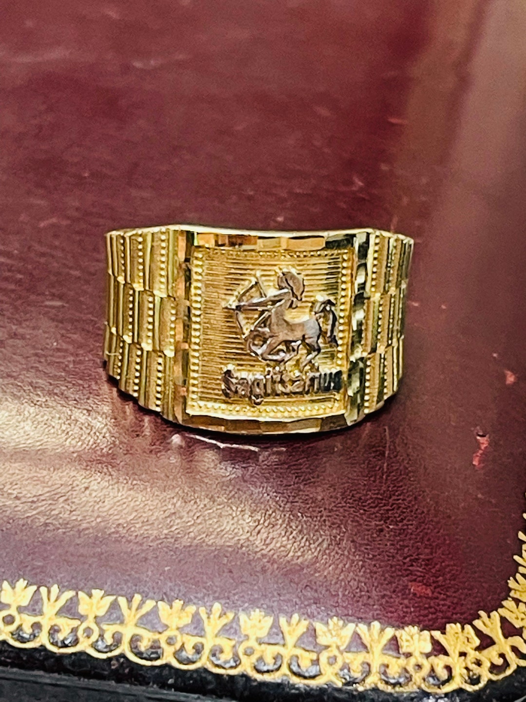 Sagittarius the Archer Sign Solid 14K Yellow Gold Astrology Horoscope ...