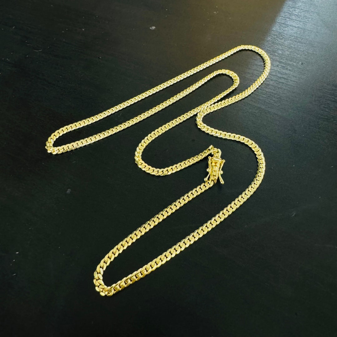 24" Solid 14K Yellow Gold Amoro 3mm Curb Link Chain Necklace With Box ...