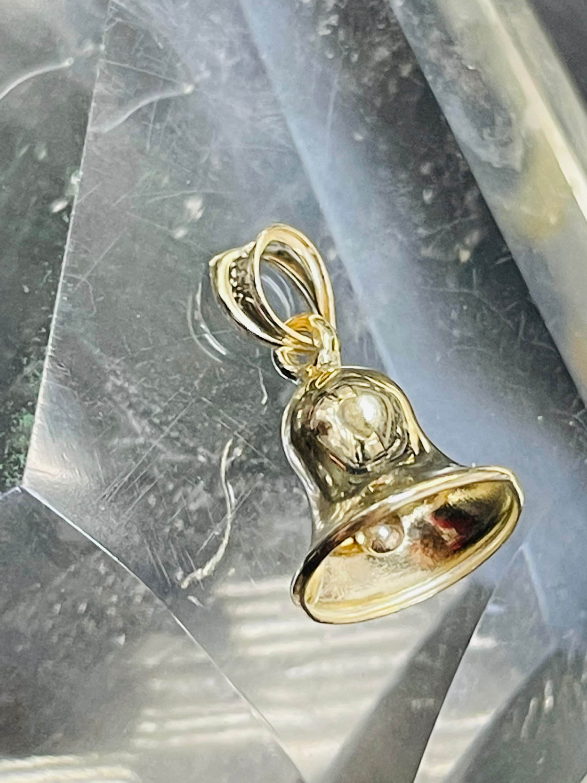 Solid 14K Yellow Gold Jingling Bell Charm Pendant - Etsy