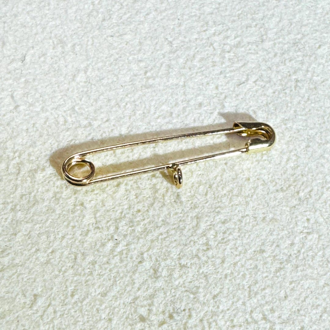 Solid 14K Yellow Gold 1” Safety Pin With a Ring for a Charm - Etsy