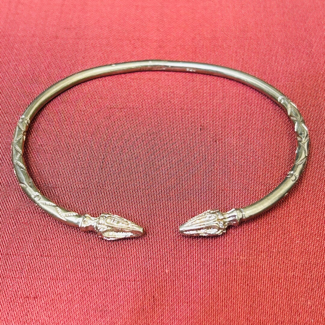 Vintagsolid Sterling Silver Open Bangle Bracelet Rustic Tribal 8 ...