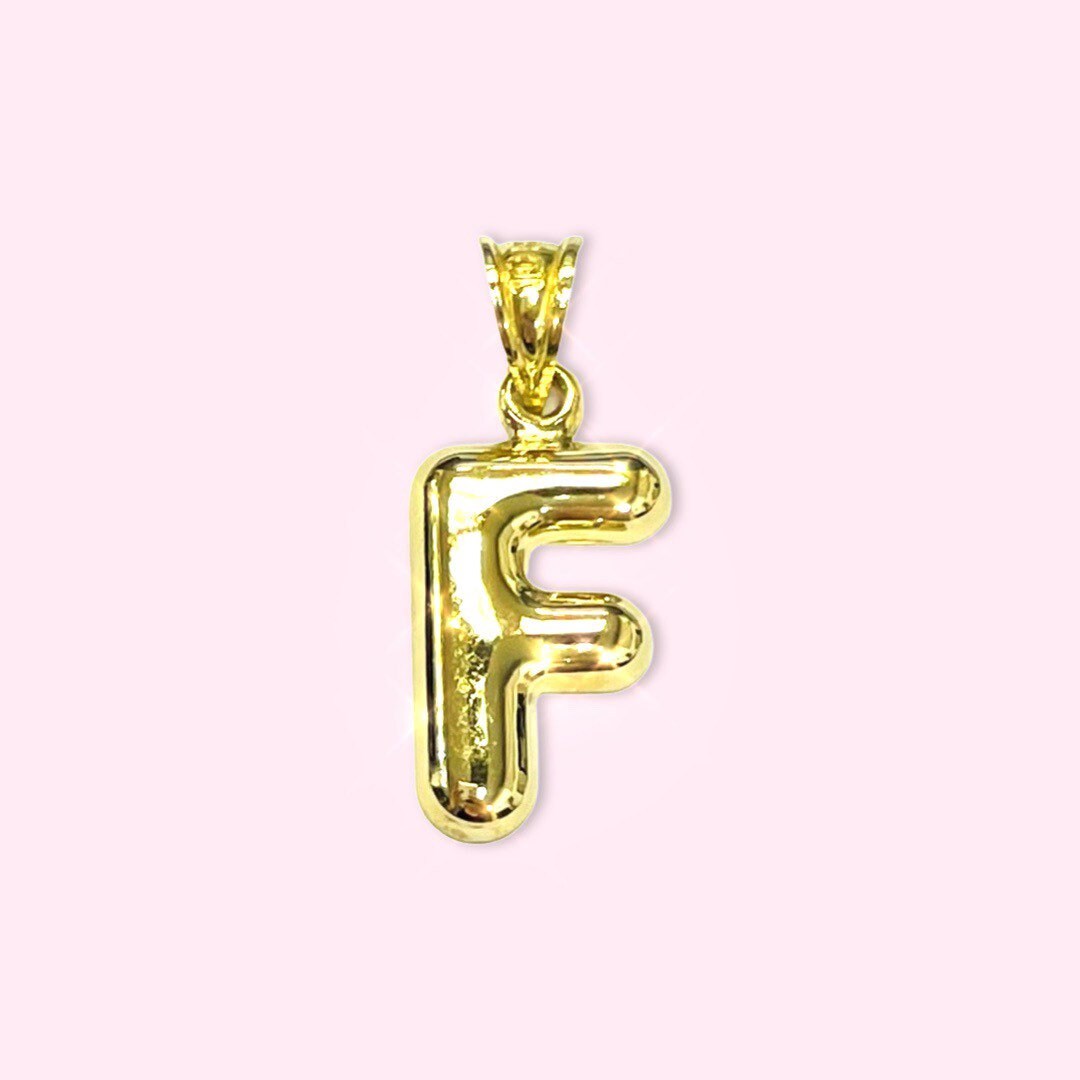 Cute 10K Yellow Gold Puffy Initial F Charm Pendant - Etsy
