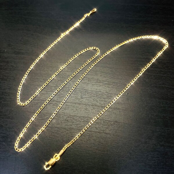 18k Solid Gold Chain - Etsy