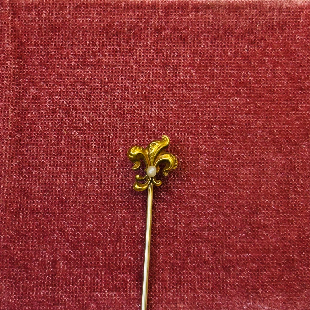 Antique Vintage Yellow Gold Solid Pearl Stick Pin 14K Gold - Etsy