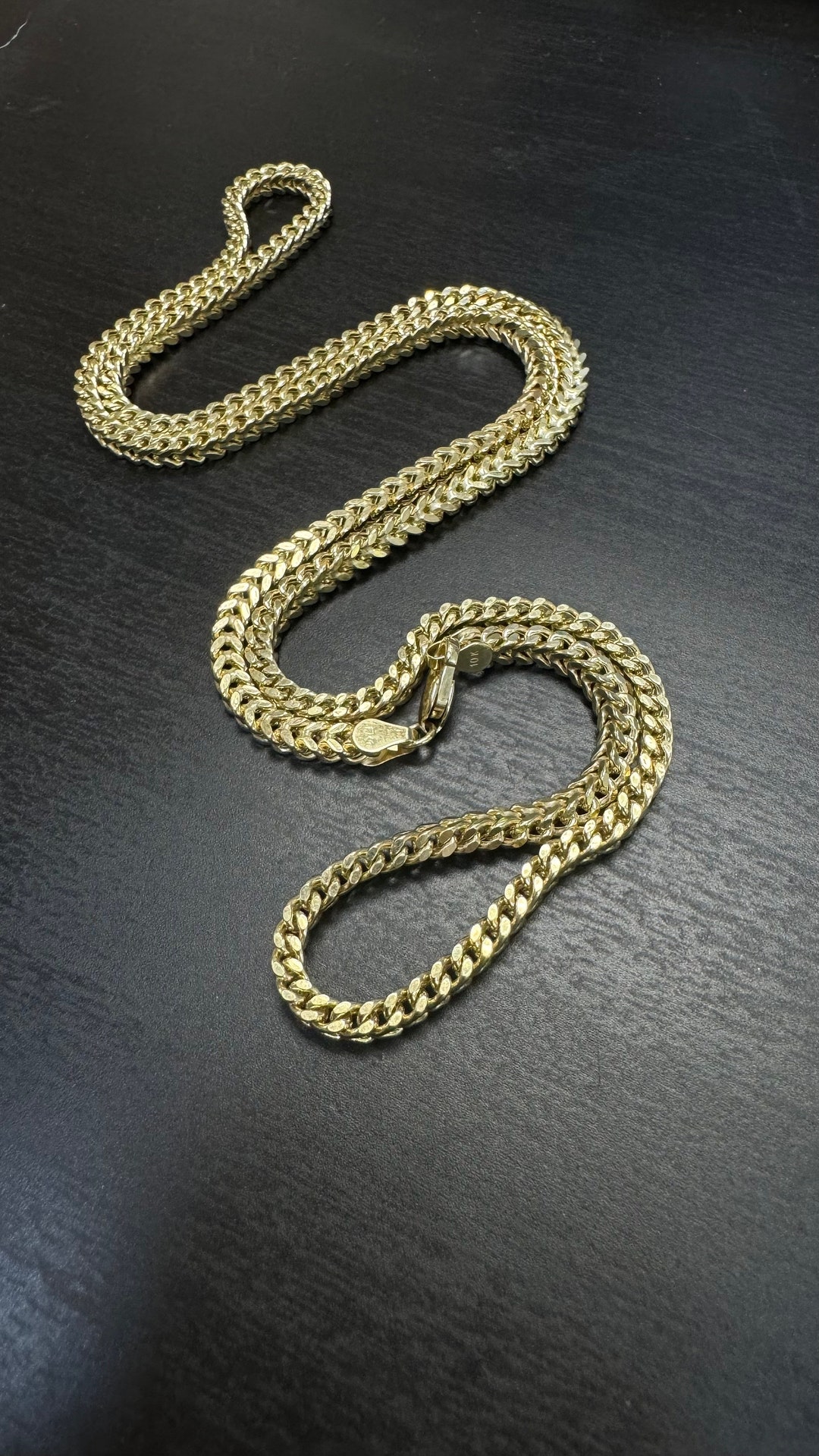 22” 3.8mm Solid Real 10K Yellow Gold Franco Link Chain Necklace - Etsy