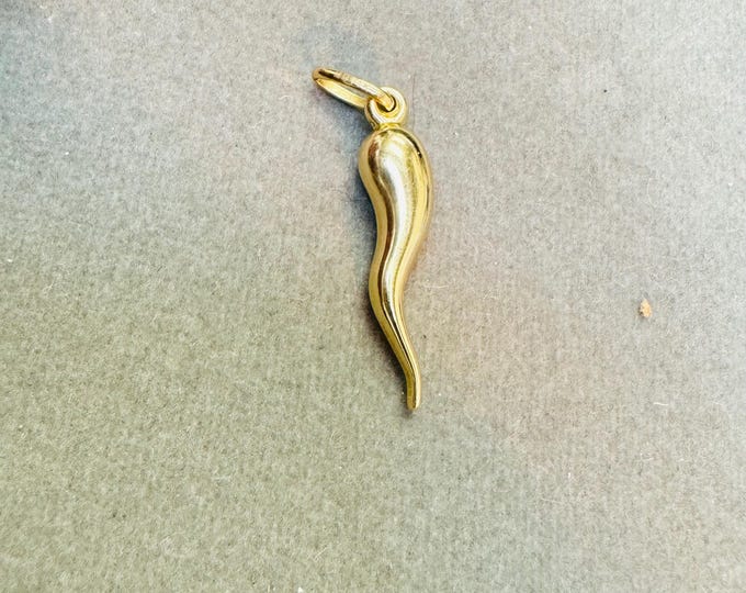 1.25" 14K Yellow Gold Italian Horn Chilli Pepper Charm or Pendant - Etsy