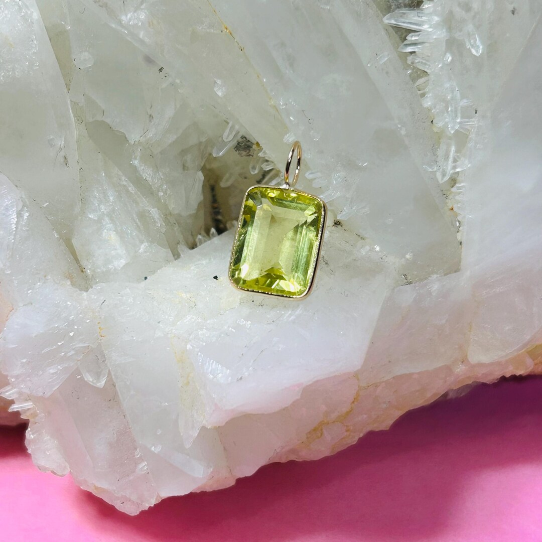 Natural Pineapple Quartz Yellow Solid 14K Yellow Gold Gem Charm Pendant ...