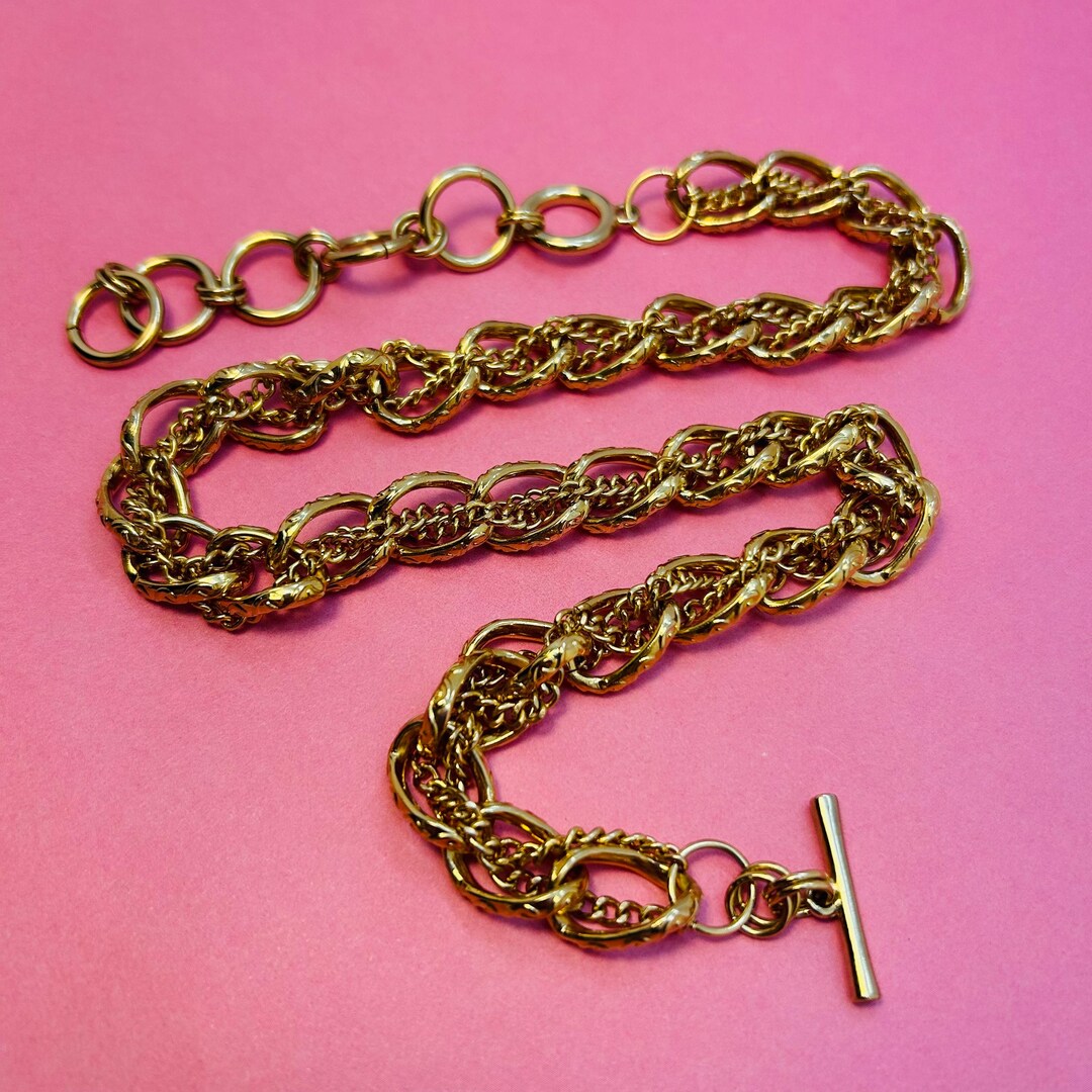16-20” Chunky Gold Tone Chain Costume Necklace - Etsy