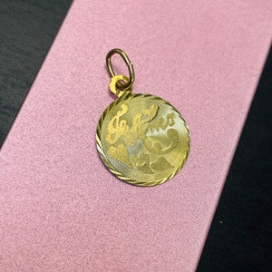 Engine Turned Solid 10K Yellow Gold I Love You Te Amo Round Medallion ...