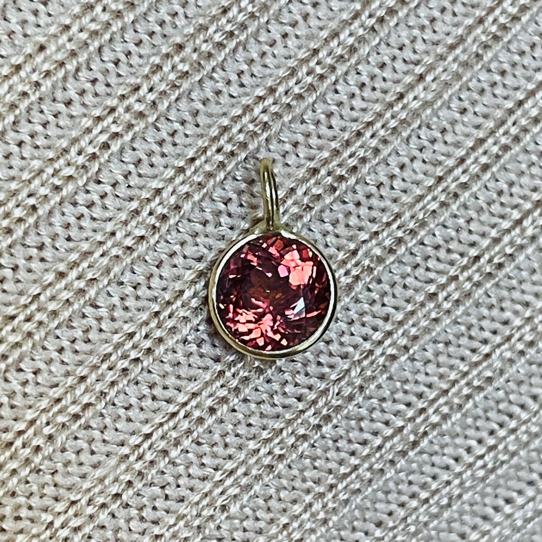 Brilliant 1.5CT 14K Yellow Gold Natural Round Raspberry Pink Faceted ...