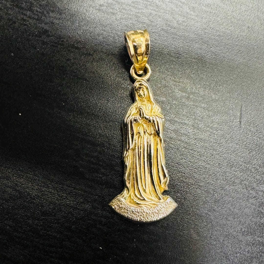 Vintage 10K Yellow Gold Virgin Mary Figural Pendant Charm - Etsy