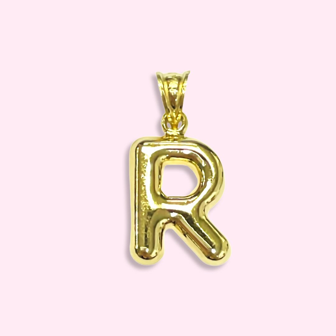 Cute 10K Yellow Gold Puffy Initial R Charm Pendant - Etsy