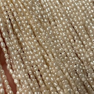 16” Tiny 1mm Rice Natural Seed Pearl Full Strand for Stringing Antique ...