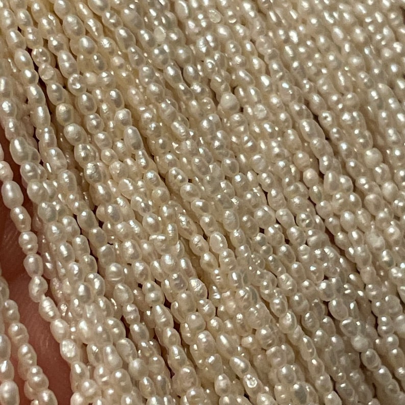 16” Tiny 1mm Rice Natural Seed Pearl Full Strand for Stringing Antique ...