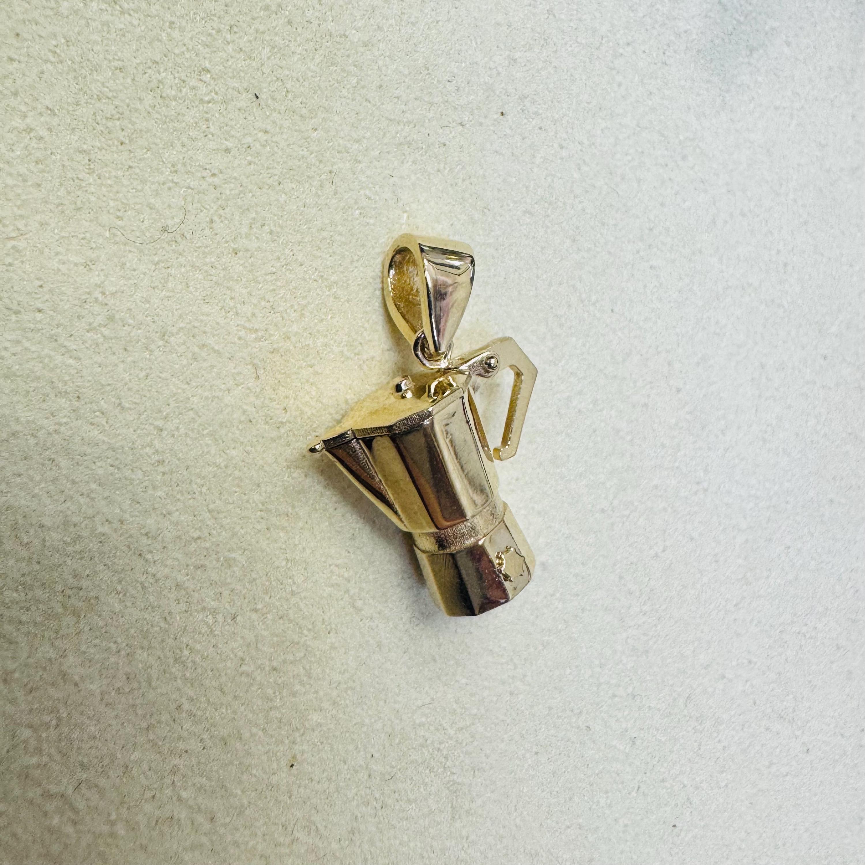 Cutest! Mini Solid 14K Yellow Gold Cafecito Espresso Coffee Maker Charm ...