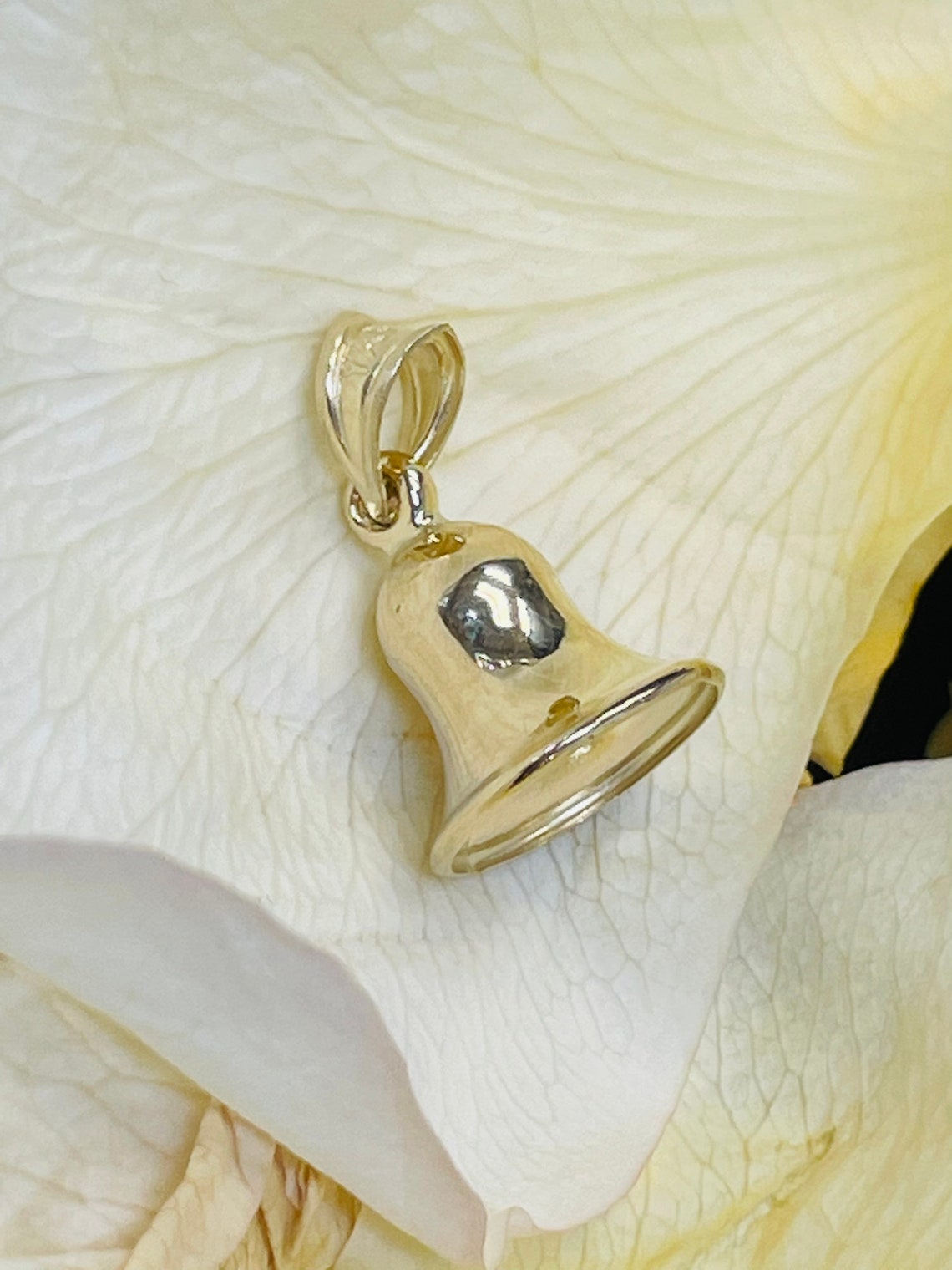 Solid 14K Yellow Gold Jingling Bell Charm Pendant - Etsy