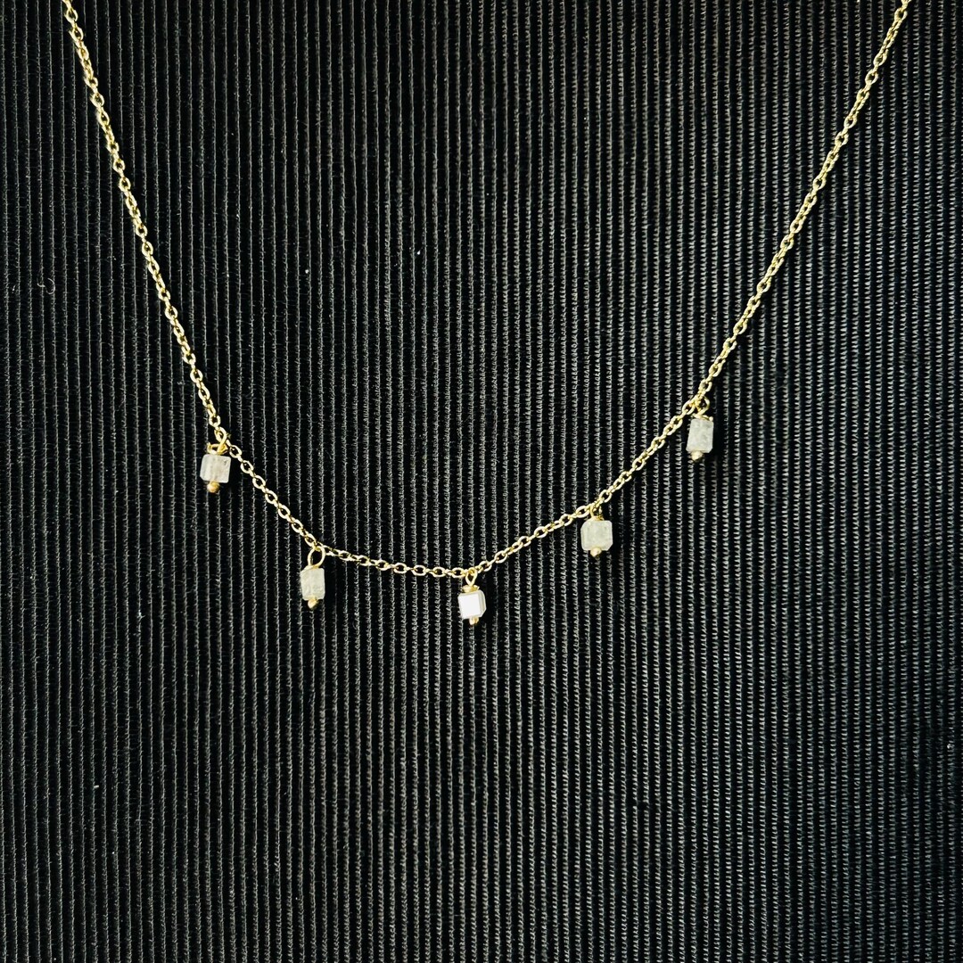Dangling Salt and Pepper Diamond Beads With a Solid 14K Chain Necklace ...