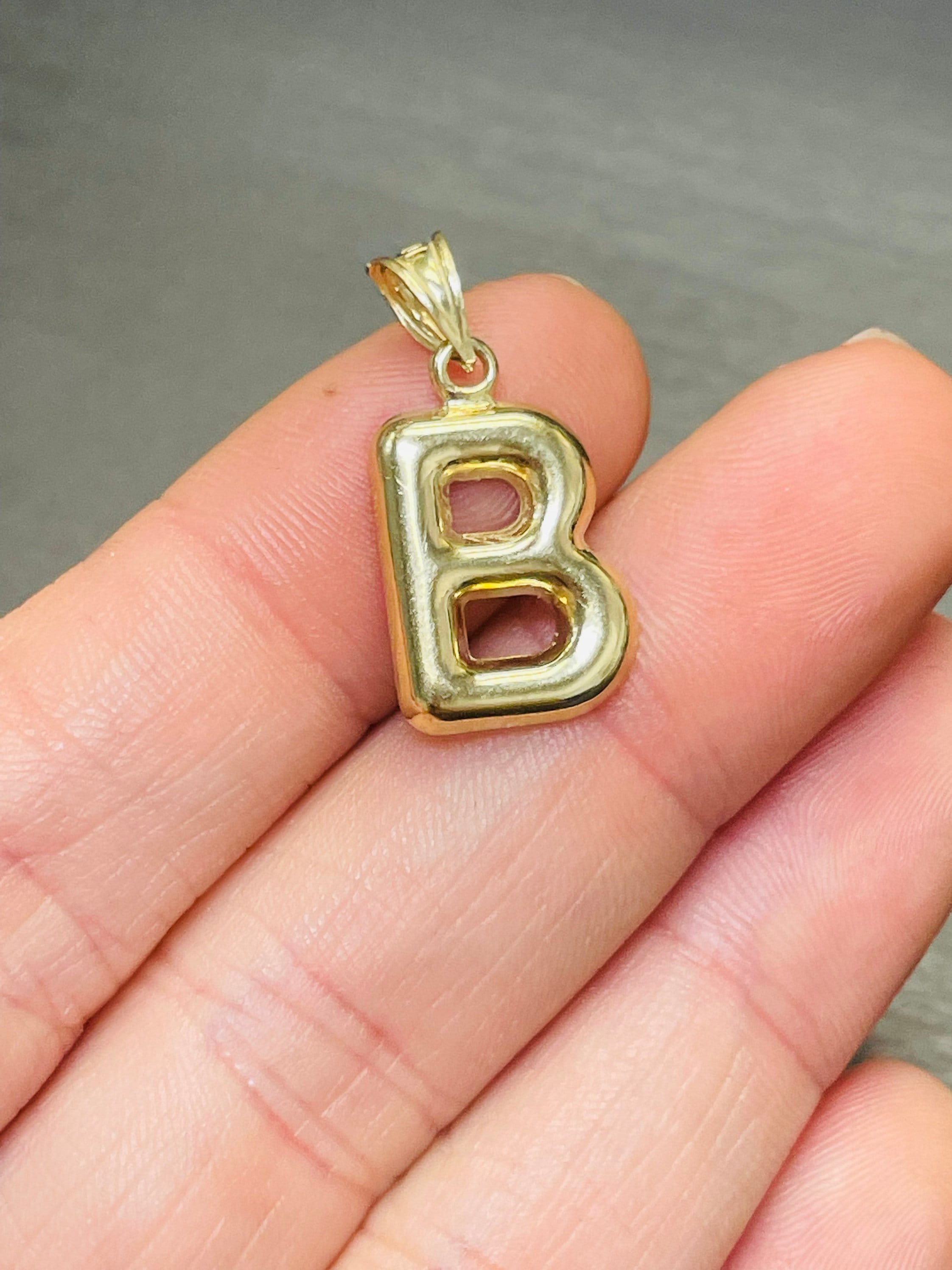 Cute 10K Yellow Gold Puffy Balloon Initial B Charm Pendant - Etsy