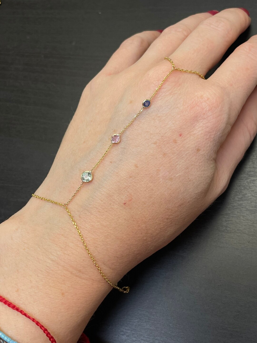 Custom Solid 14K Yellow Gold Multi Color Natural Sapphire Shape Hand ...