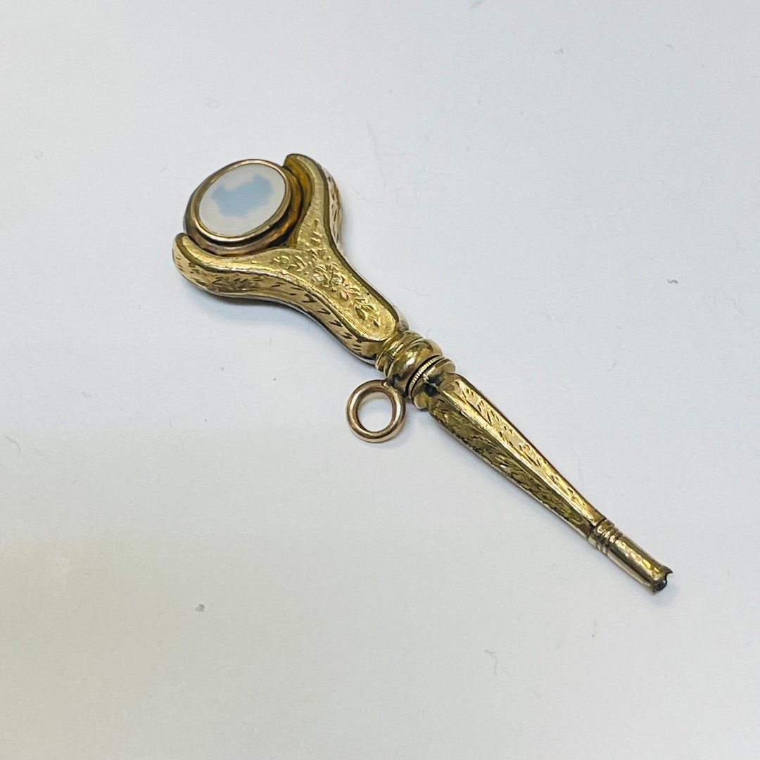 Ornate Antique Victorian Watch Key Fob Pendant 2" Spinning Bloodstone ...