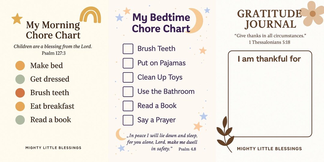 Christian Printable Bundle for Kids | Morning & Bedtime Chore Charts ...