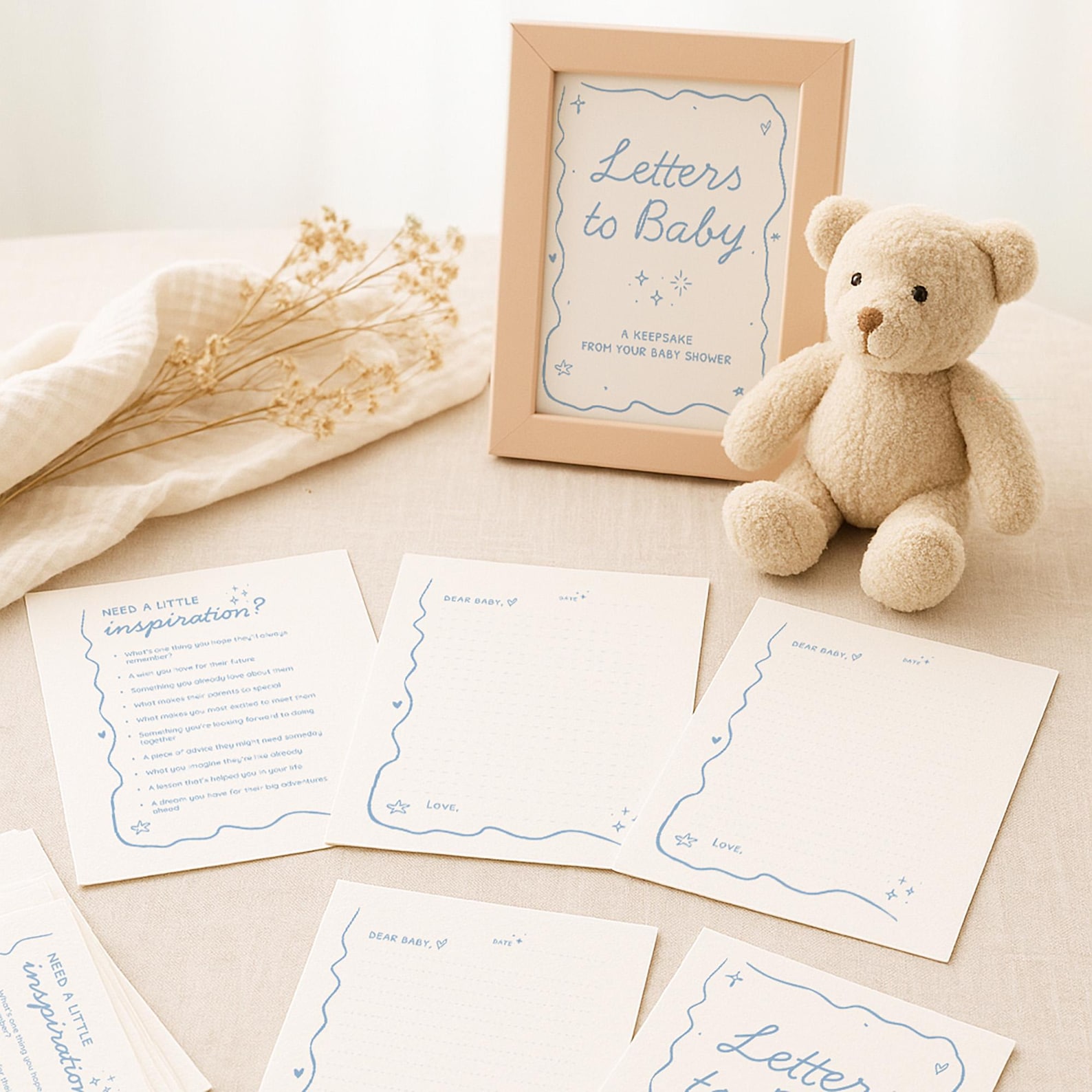 Blue Letters to Baby: Baby Shower Keepsake Activity (PDF Download A5 ...