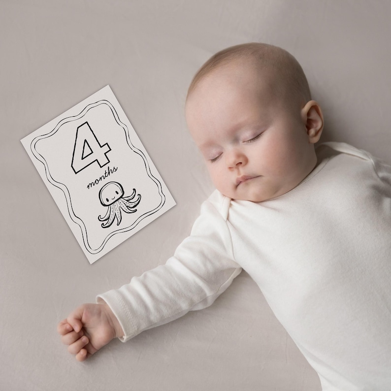 Baby Shower Milestone Cards: Creative Coloring Activity (printable PDF ...