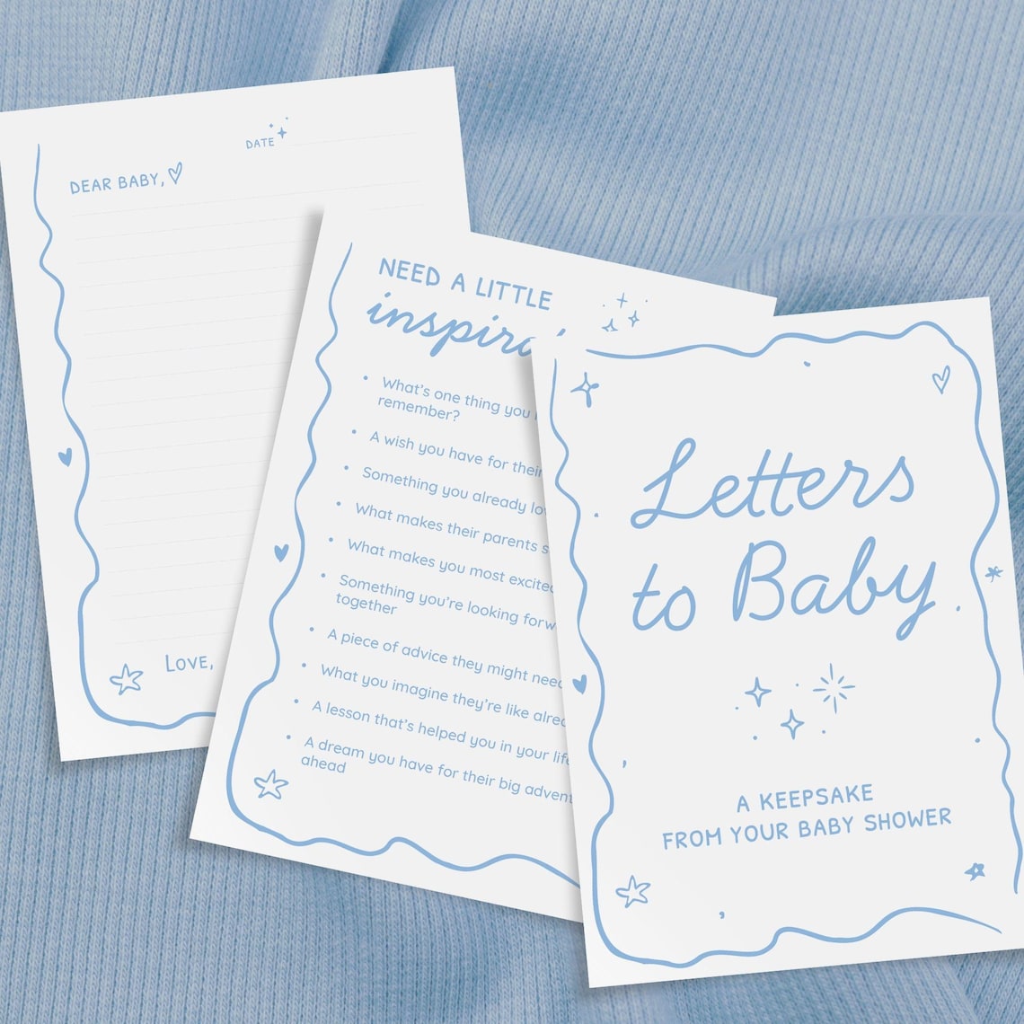 Blue Letters to Baby: Baby Shower Keepsake Activity (PDF Download A5 ...