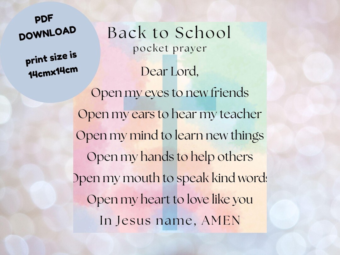 Back to School Prayer Printable, Christian Back to School Printable ...