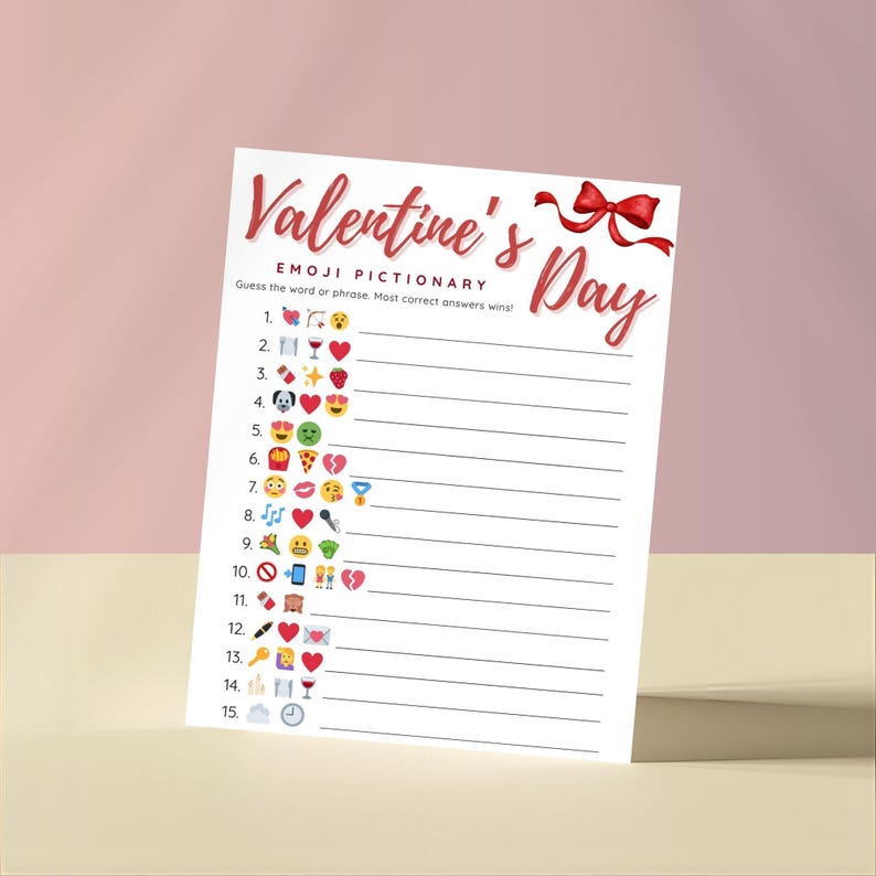 Valentines Day Emoji Pictionary | Galentine's Emoji Game | Fun ...
