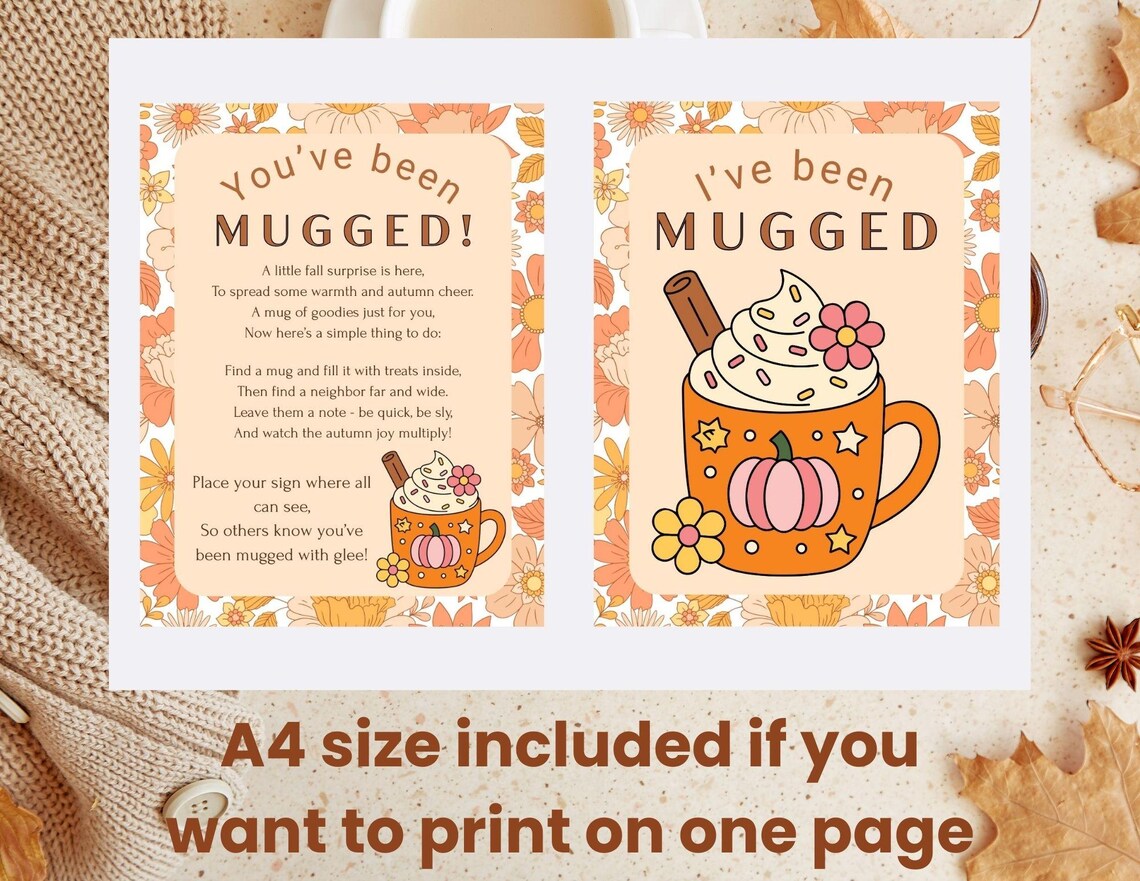 You've Been Mugged Fall Printable | Retro Print Team Building Gift ...