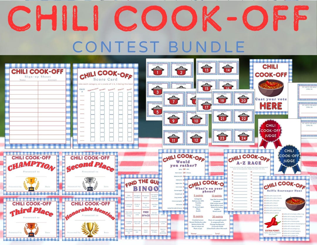 Chili Cook-off Party Bundle: Printable Games & Award Certificates (PDF ...