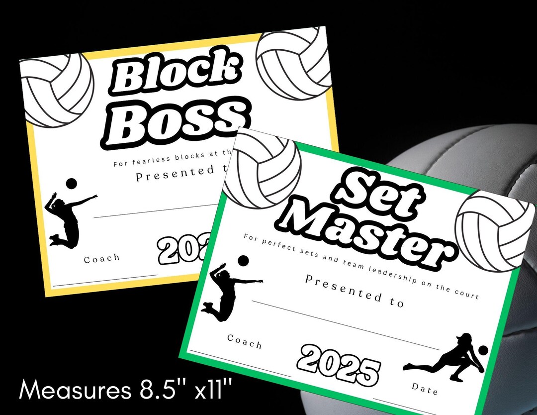 Volleyball Award Certificates | Funny Team Superlatives | Ready to ...