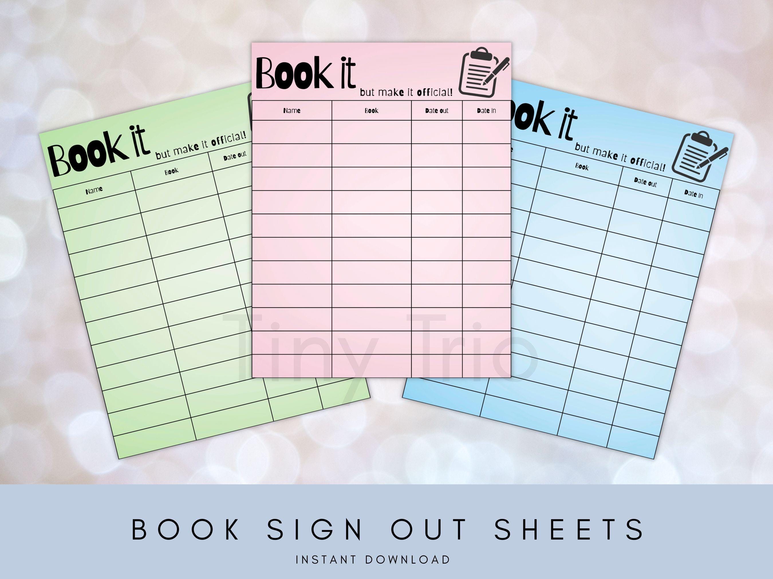 Book Sign Out Sheet Printable: Colorful Library Book Loan Log (PDF ...