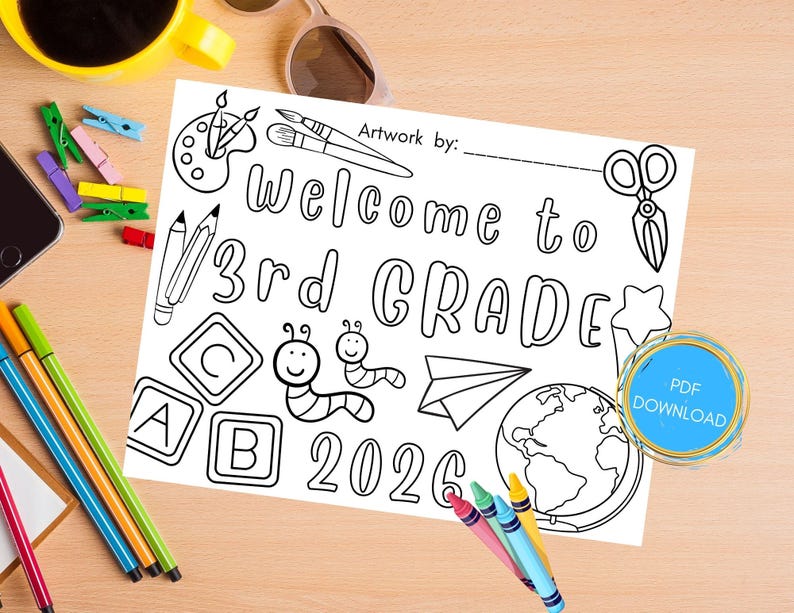 Welcome to 3rd Grade Welcome Coloring Page: Back to School Activity ...