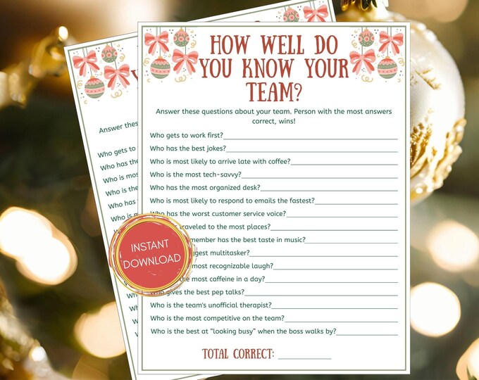 Christmas Team Building Games, How Well Do You Know Your Team, Coworker ...