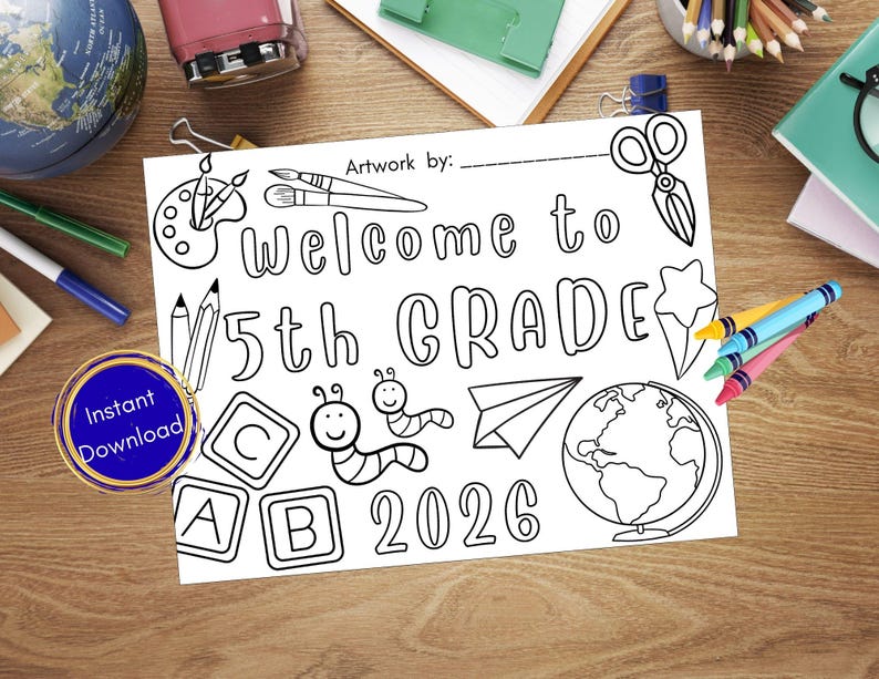 Welcome to 5th Grade Coloring Page: Back to School Activity (PDF ...