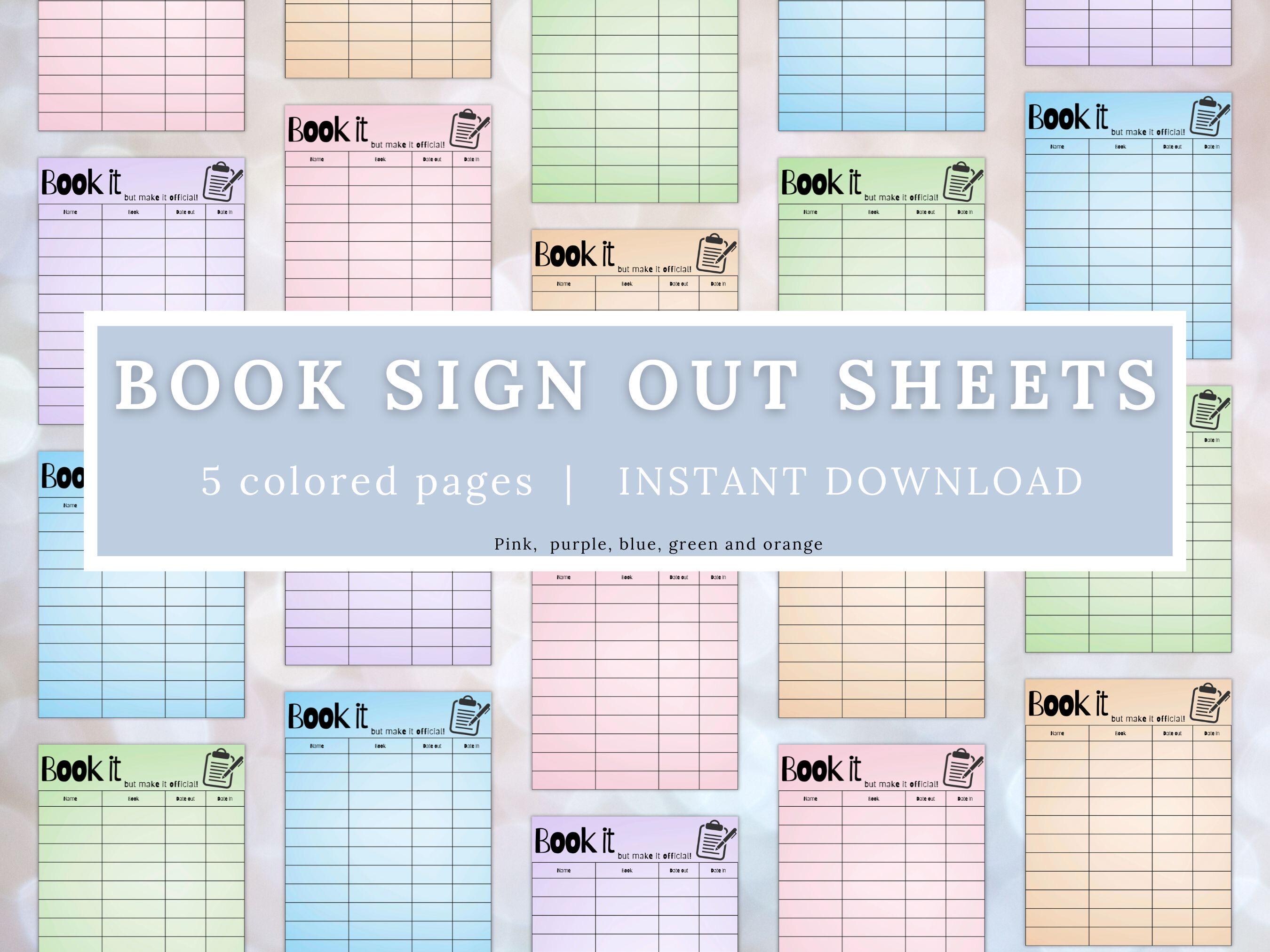 Book Sign Out Sheet Printable: Colorful Library Book Loan Log (PDF ...