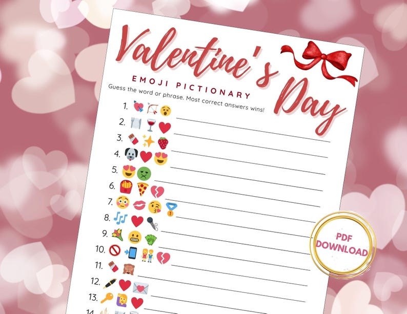 Valentines Day Emoji Pictionary | Galentine's Emoji Game | Fun ...