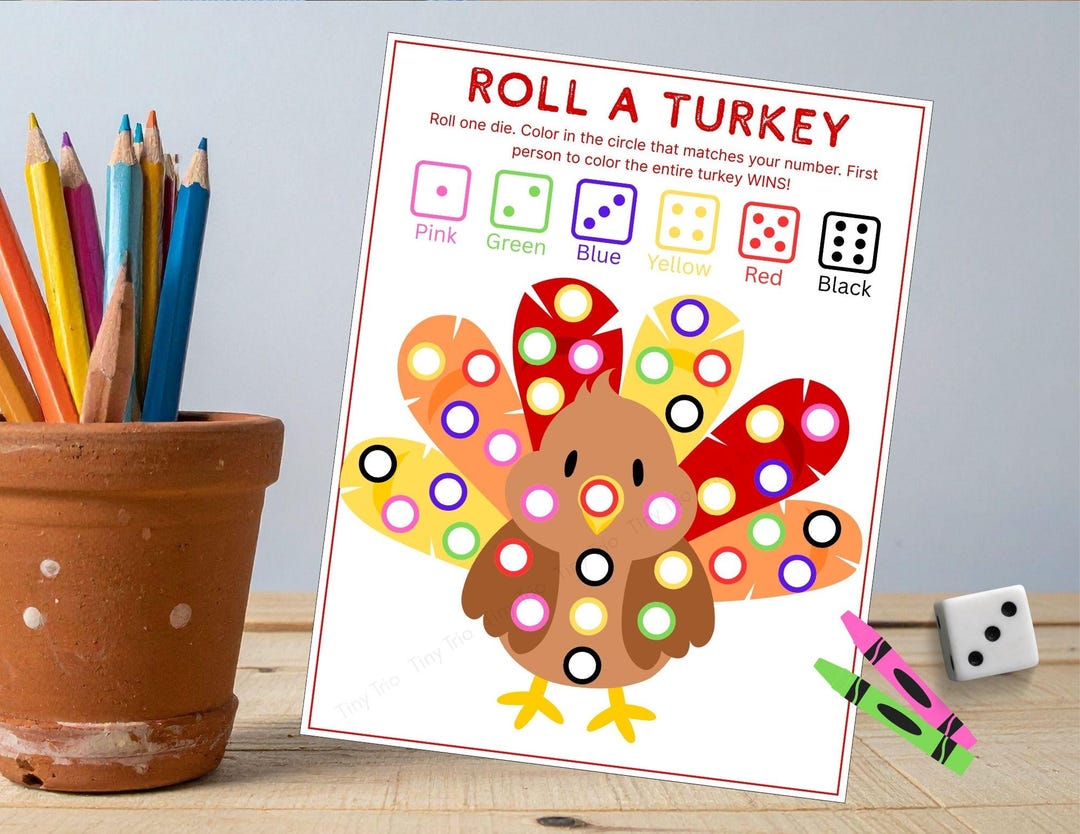Roll a Turkey Fall Dice Game | Printable Thanksgiving Classroom Games ...