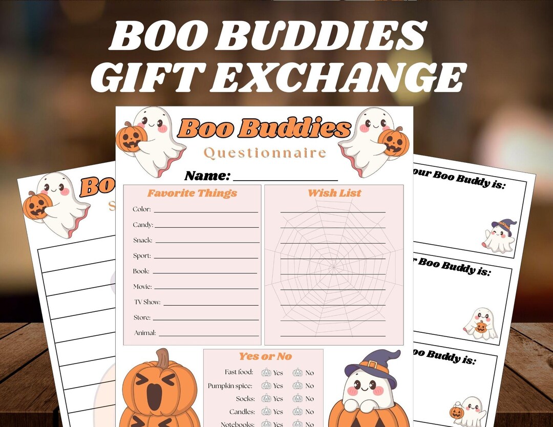 Halloween Boo Buddy Questionnaire | Gift Exchange, Favorite Things (PDF ...